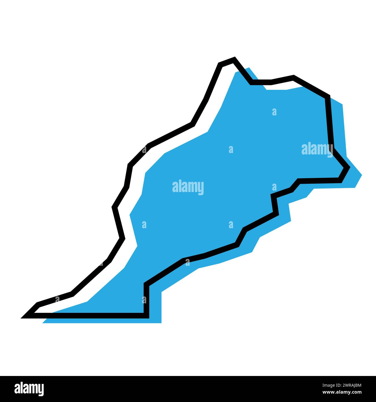 Morocco country simplified map. Blue silhouette with thick black ...