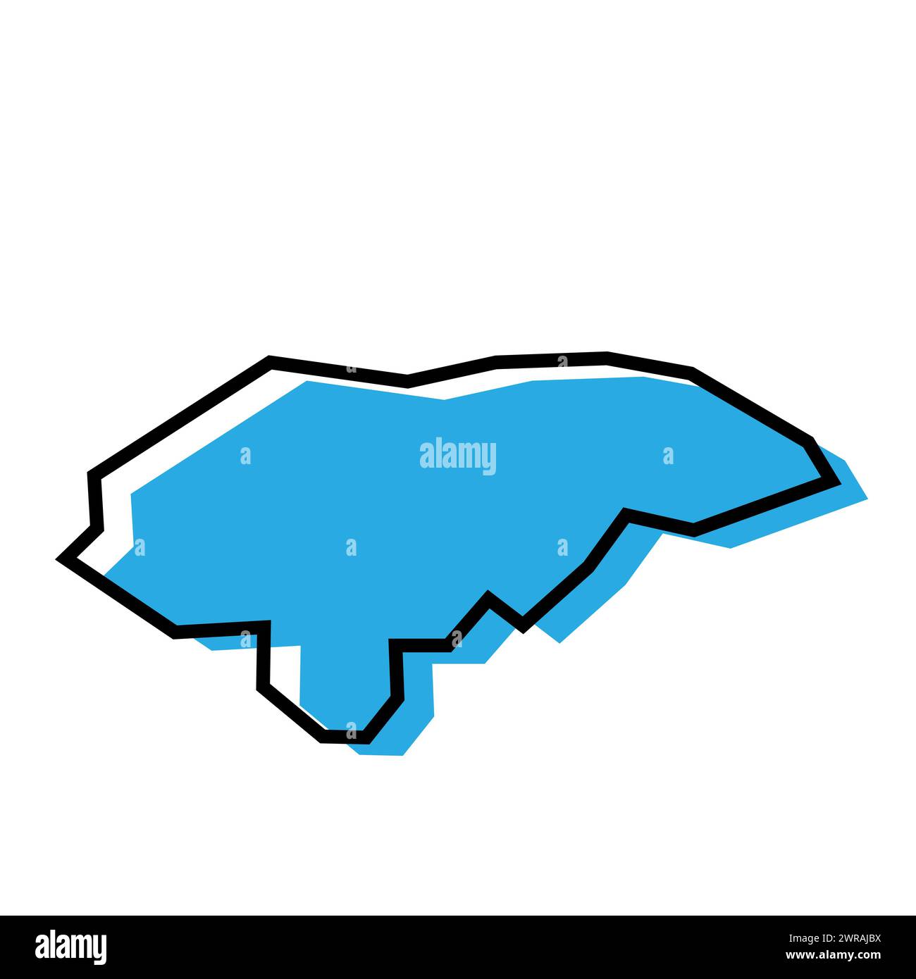 Honduras country simplified map. Blue silhouette with thick black ...