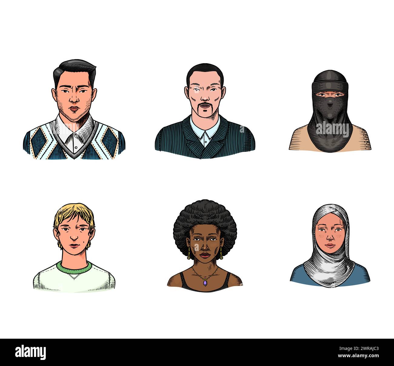 Human Avatars Collection. Faces of people. Characters set. Happy ...