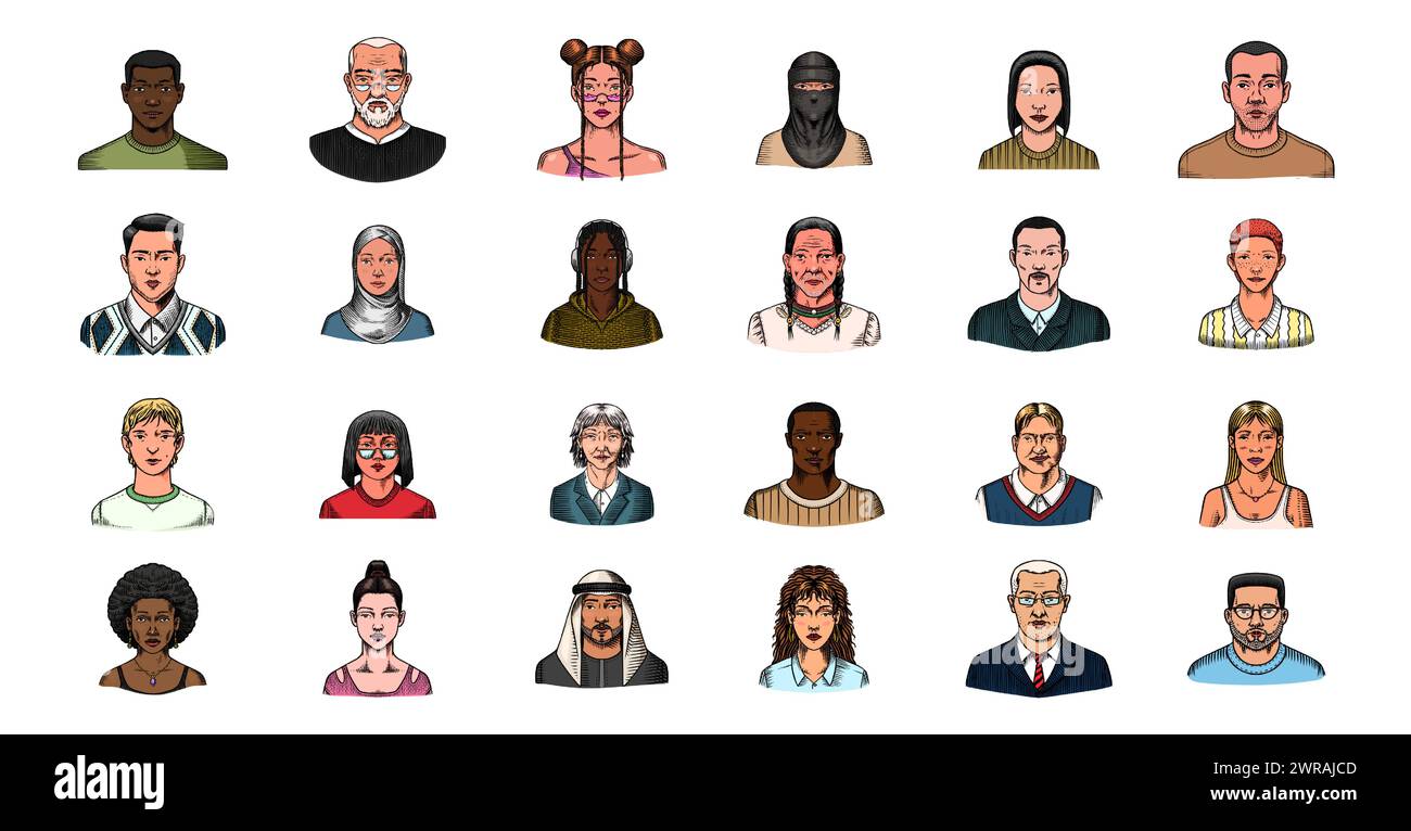 Human Avatars Collection. Faces of people. Characters set. Happy ...