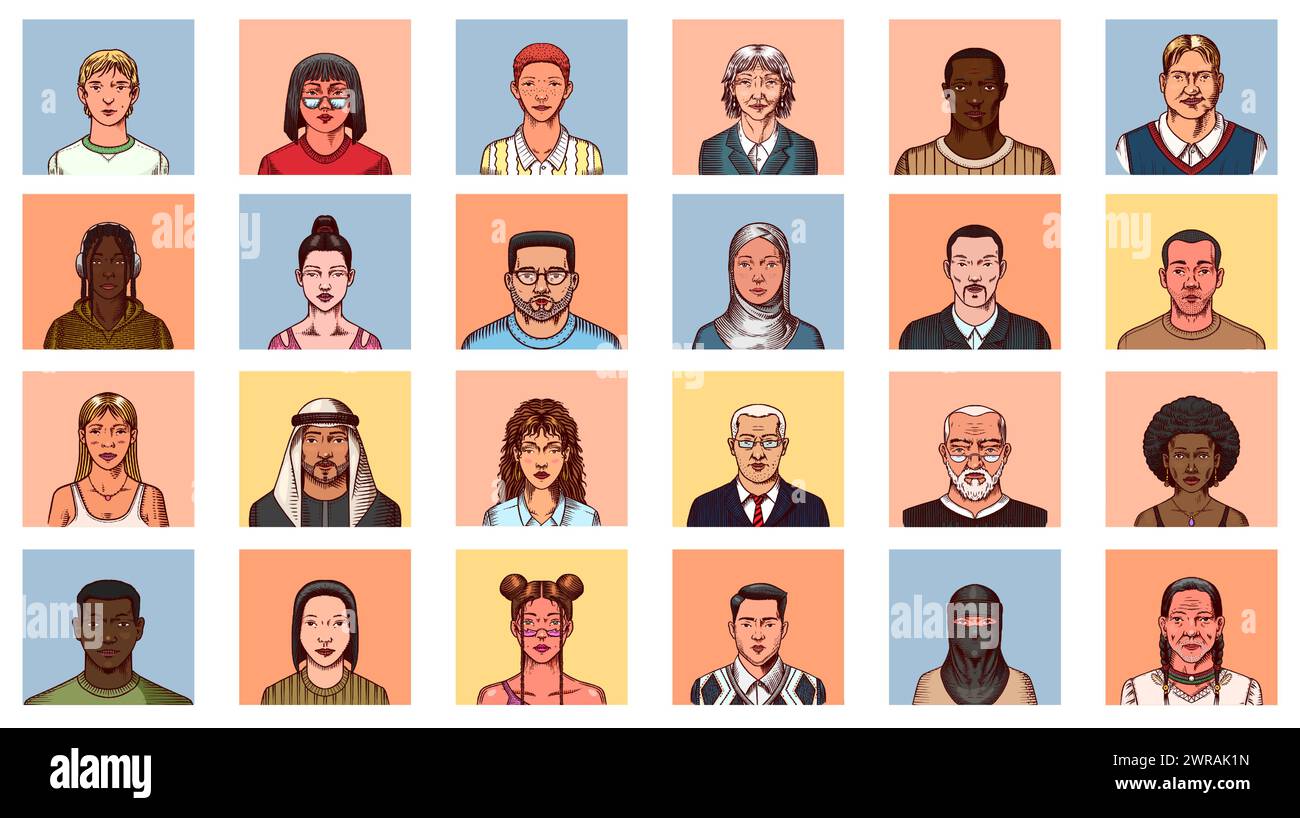 Human Avatars Collection. Faces of people. Characters set. Happy ...