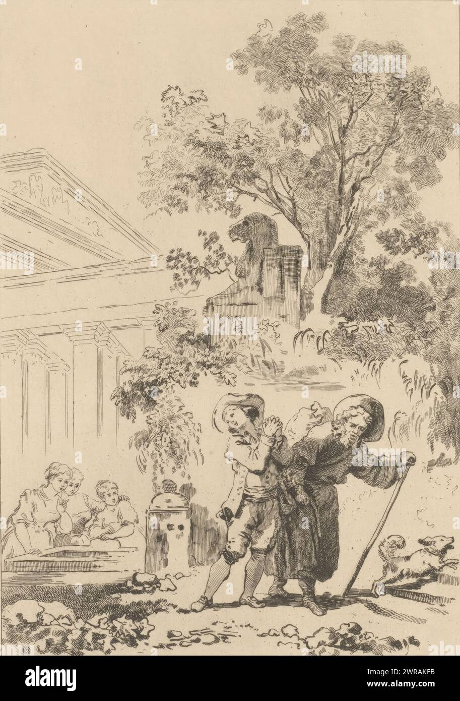 Reproduction of a print after a drawing of a monk leading a young man ...