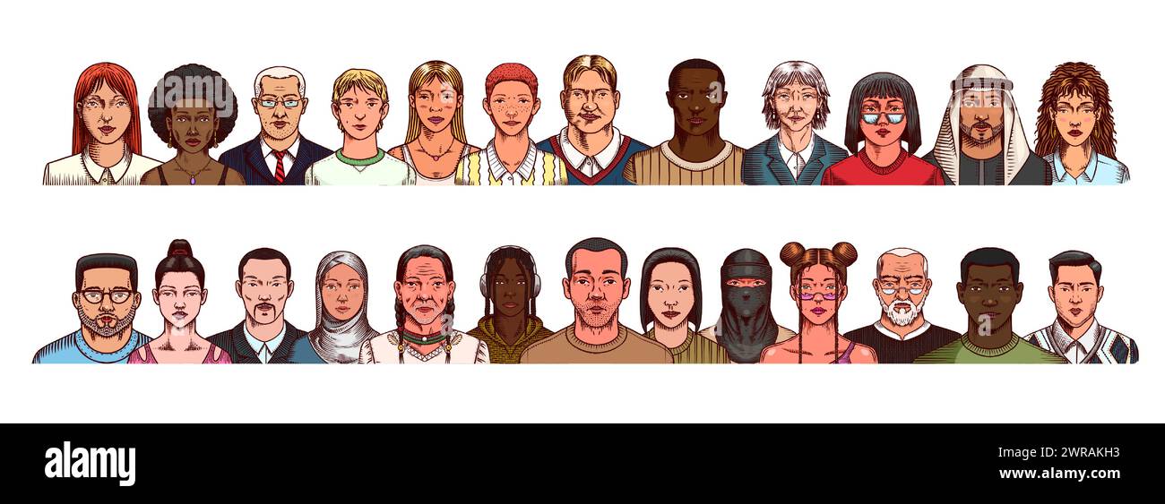 Human Avatars Collection. Faces of people. Characters set. Happy ...