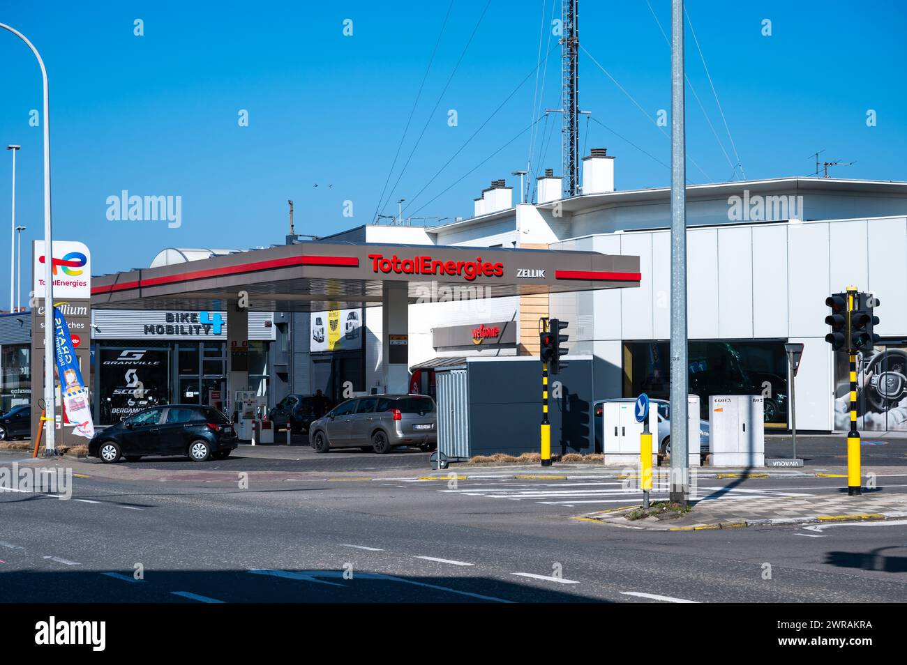 Zellik, Flemish Brabant, Belgium March 8, 2024 - Gas station of the ...