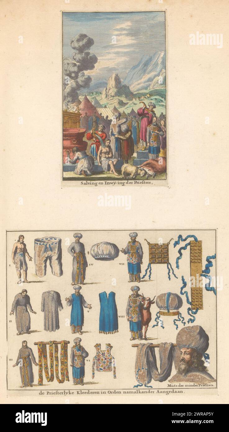 Sheet with two representations of the Jewish high priests, Salving and ...