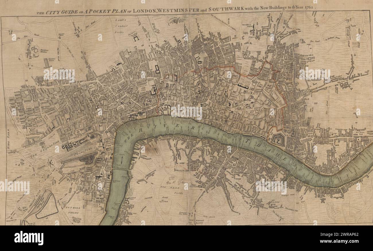 Map of London, 1761, The city guide or a pocket plan of London ...