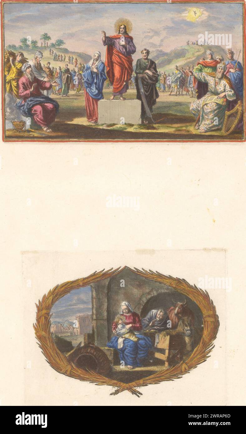 Sheet with illustration and vignette, Sheet with two prints. Above ...