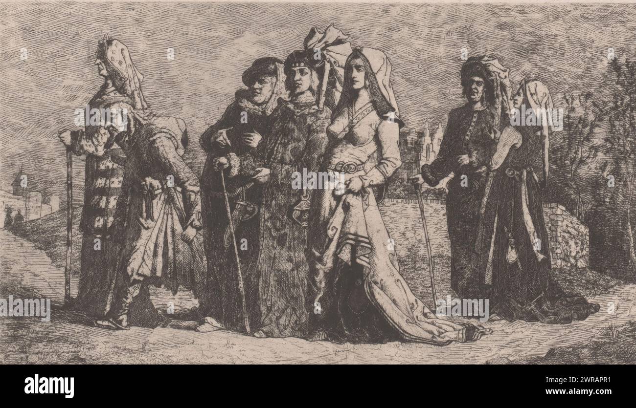 Three beggars in a landscape, print maker: Van den Kerckhoven ...