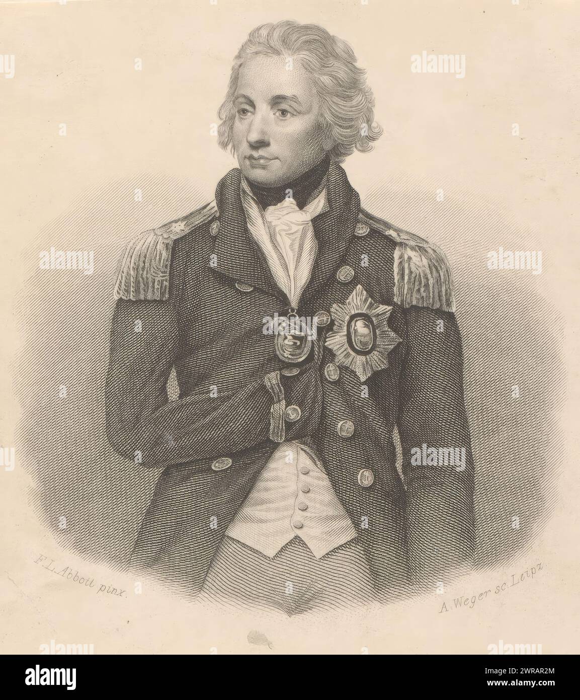 Portrait of Horatio Nelson, print maker: August Weger, after painting ...