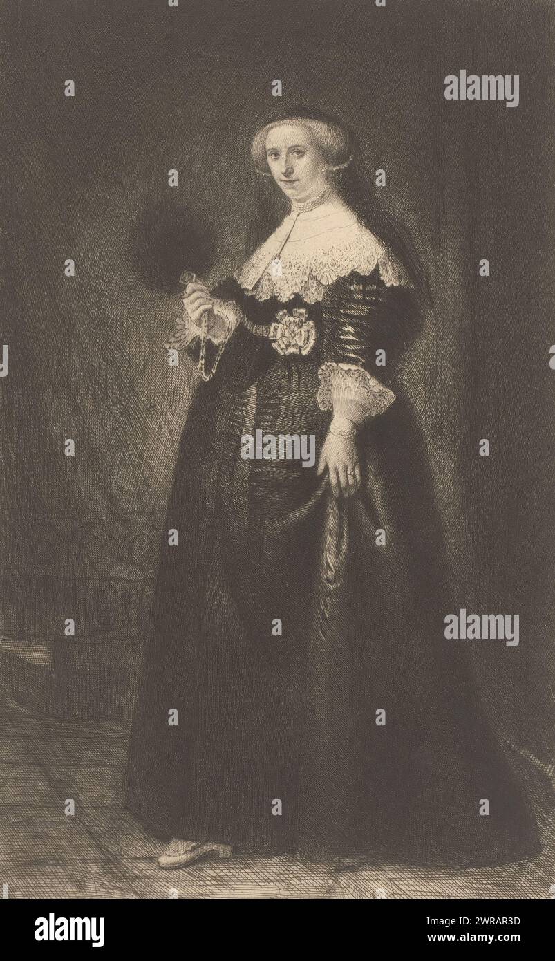 Portrait of Oopjen Coppit, print maker: Léopold Flameng, after painting ...