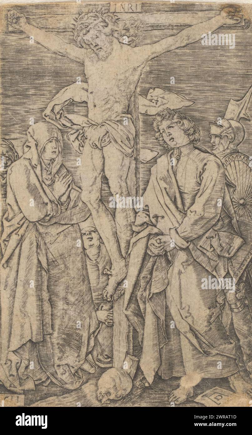 Crucifixion, Engraved Passion (series title), Christ on the cross. On his left is John the ...