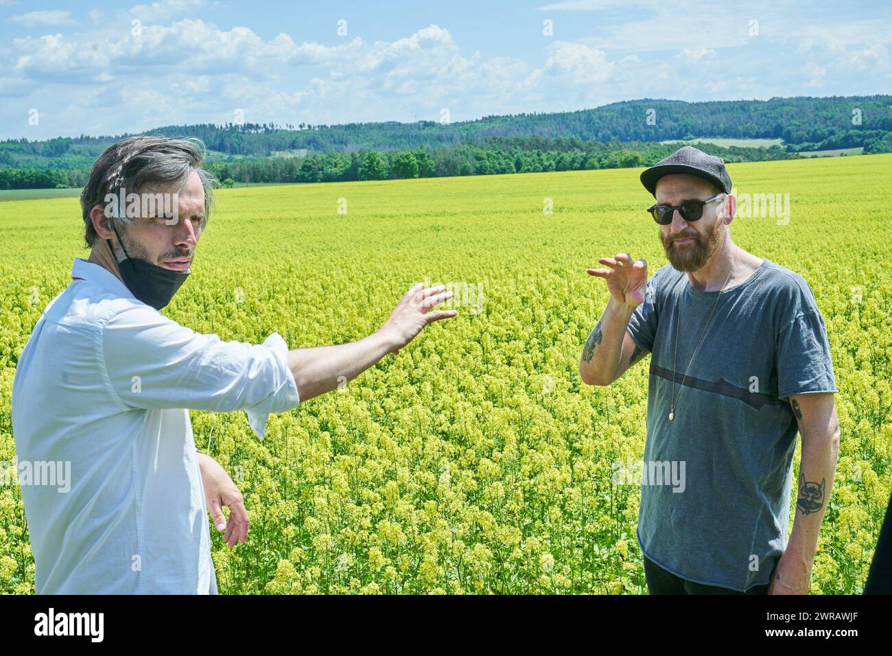 SPACEMAN, from left: cinematographer Jakob Ihre, director Johan Renck, on set, 2024. ph: Larry ...