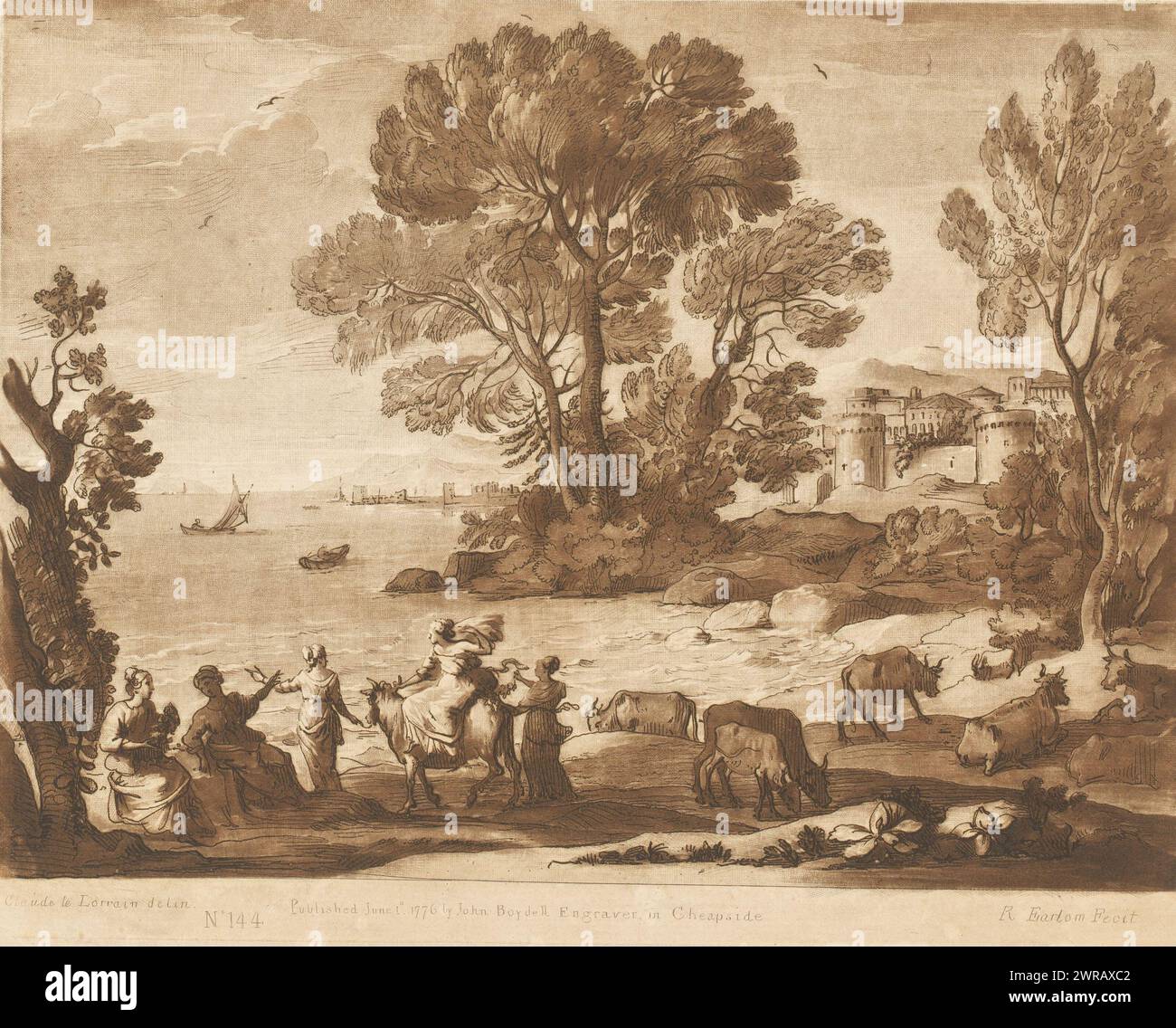Coastal view with the plunder of Europe, Prints after drawings by ...