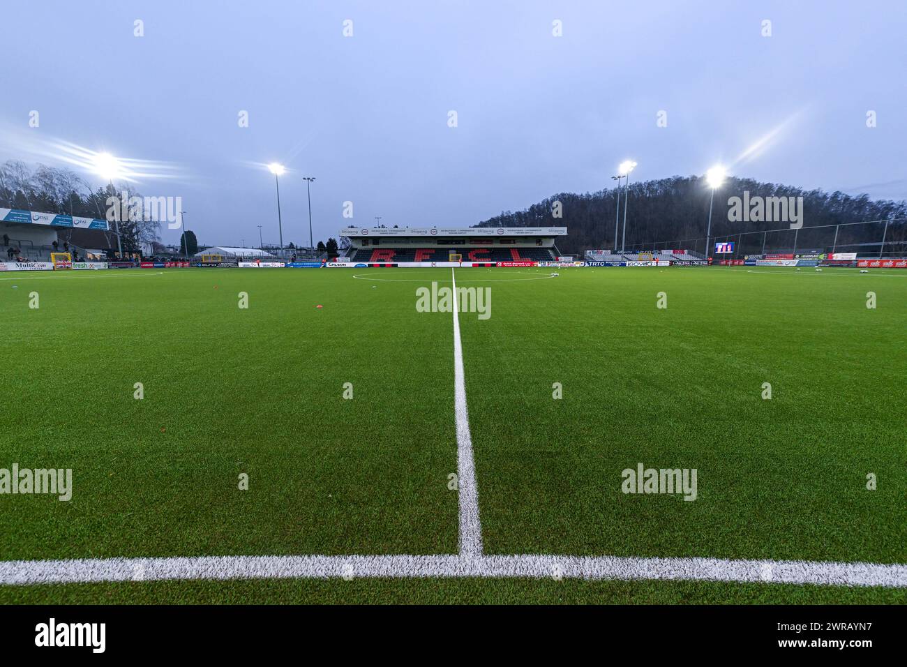 Luik, Belgium. 10th Mar, 2024. Stadion FC Luik pictured before a soccer ...