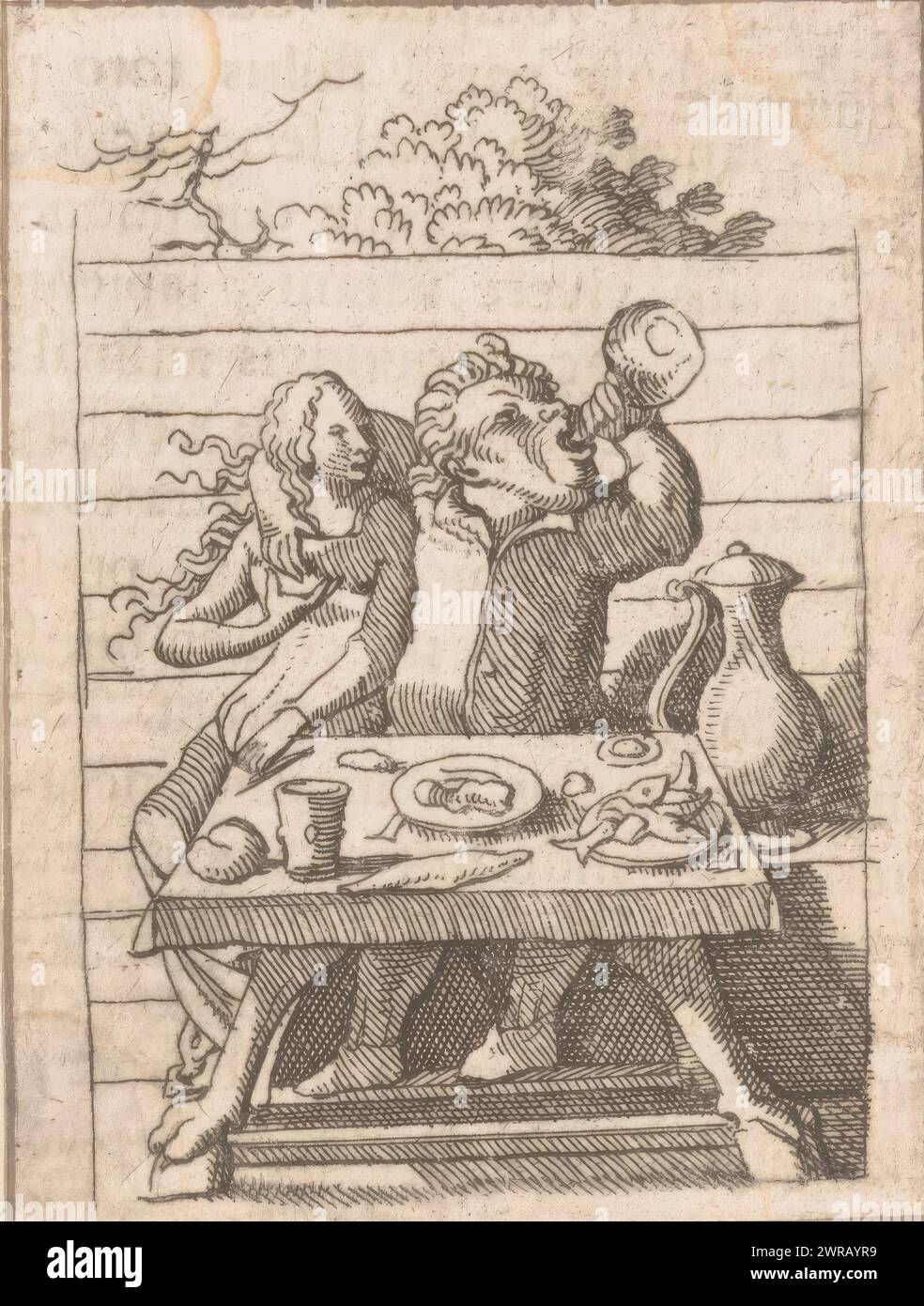 Drinking man at the table with young woman, Illustrations from the ...