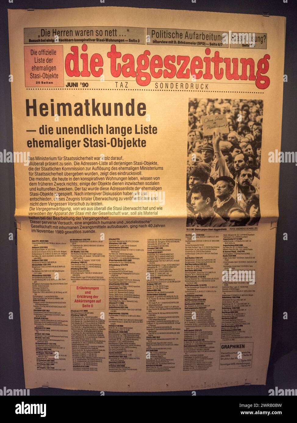 "Taz" newspaper from June 1990 listing 9,000 conspiratorial (Stasi ...