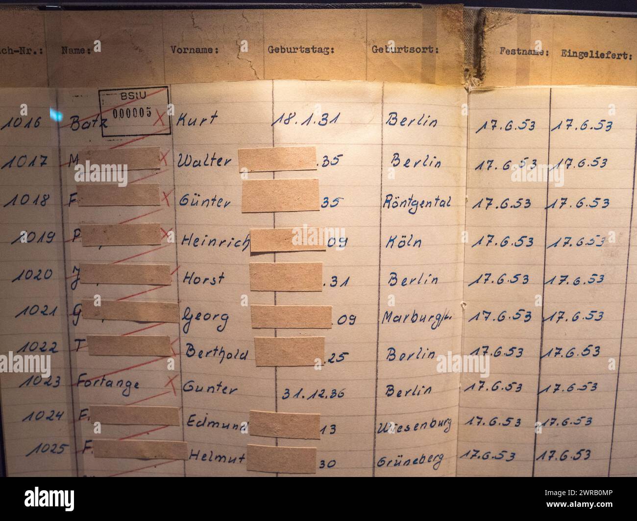 Book showing people arrested following uprising on 17 June 1953, Berlin ...