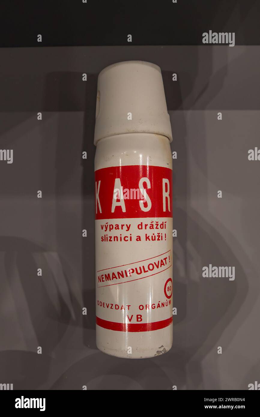 Can of Pepper spray (1980s) as used in Stasi prison on display in the ...