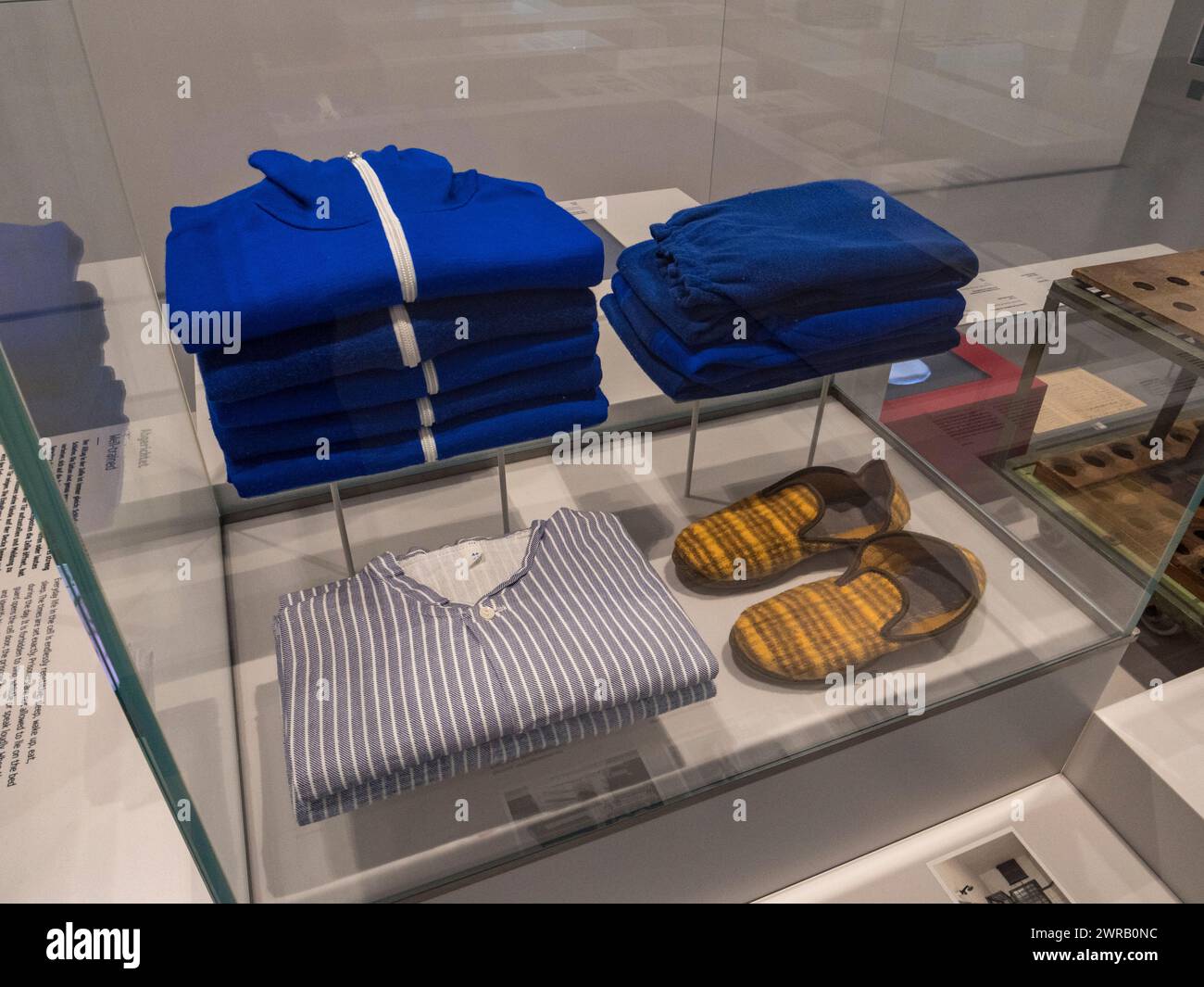 Prisoner clothing from the 1980s on display in the permanent exhibition ...