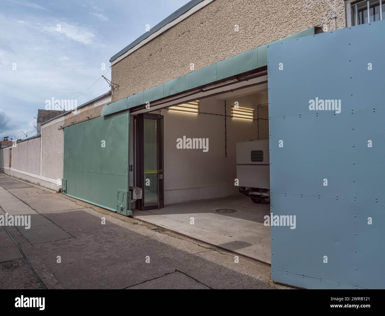Exterior view of the vehicle entrance to the cell block in the former ...