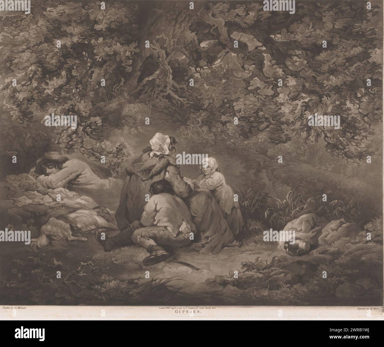 Family resting in a forest, Gipsies (title on object), print maker ...