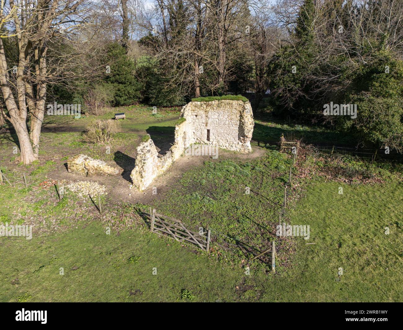 Aerial view of the ruin of St Mary's Priory, Benedictine Nunnery ...