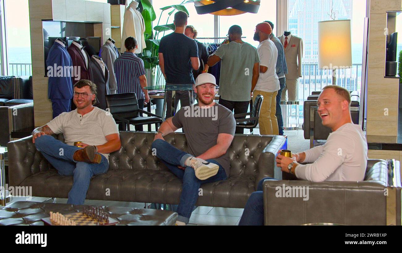 LOVE IS BLIND, from left: contestants Johnny, Clay, Jimmy , Roller ...