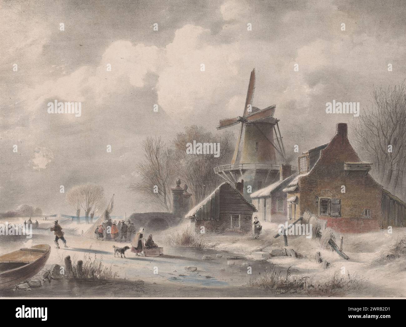 Winter landscape with mill, A Dutch landscape in winter (title on ...