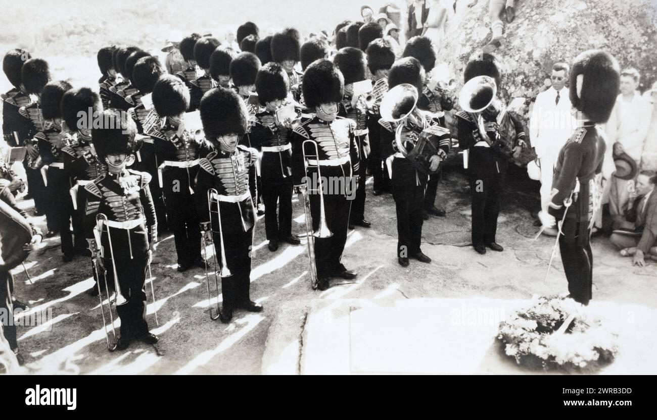 The band of the Grenadier Guards playing besides the grave of Cecil Rhodes at World's View ...