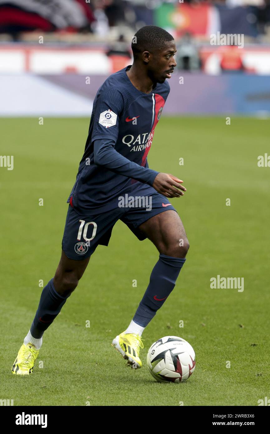 Paris, France, 10/03/2024, Ousmane Dembele of PSG during the French championship Ligue 1 ...
