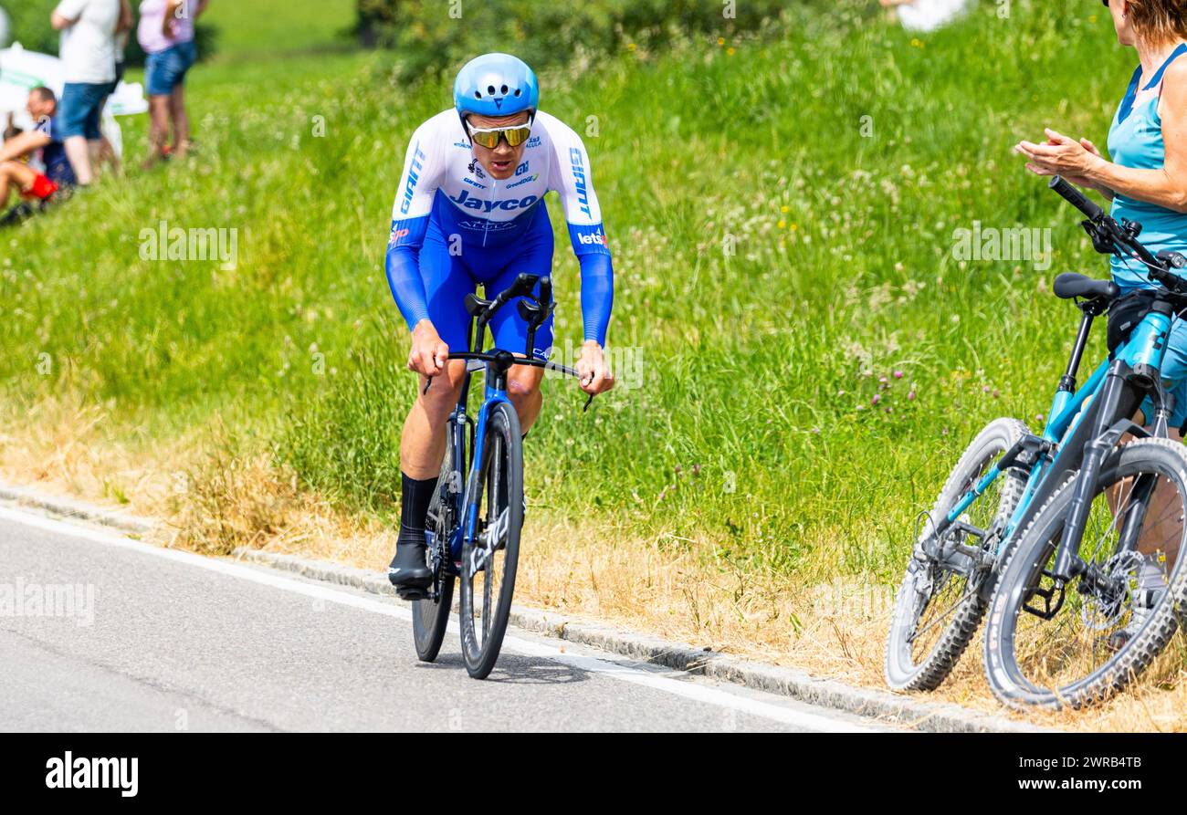 Der dänische Radrennfahrer Christopher Juul-Jensen vom Team Jayco ...