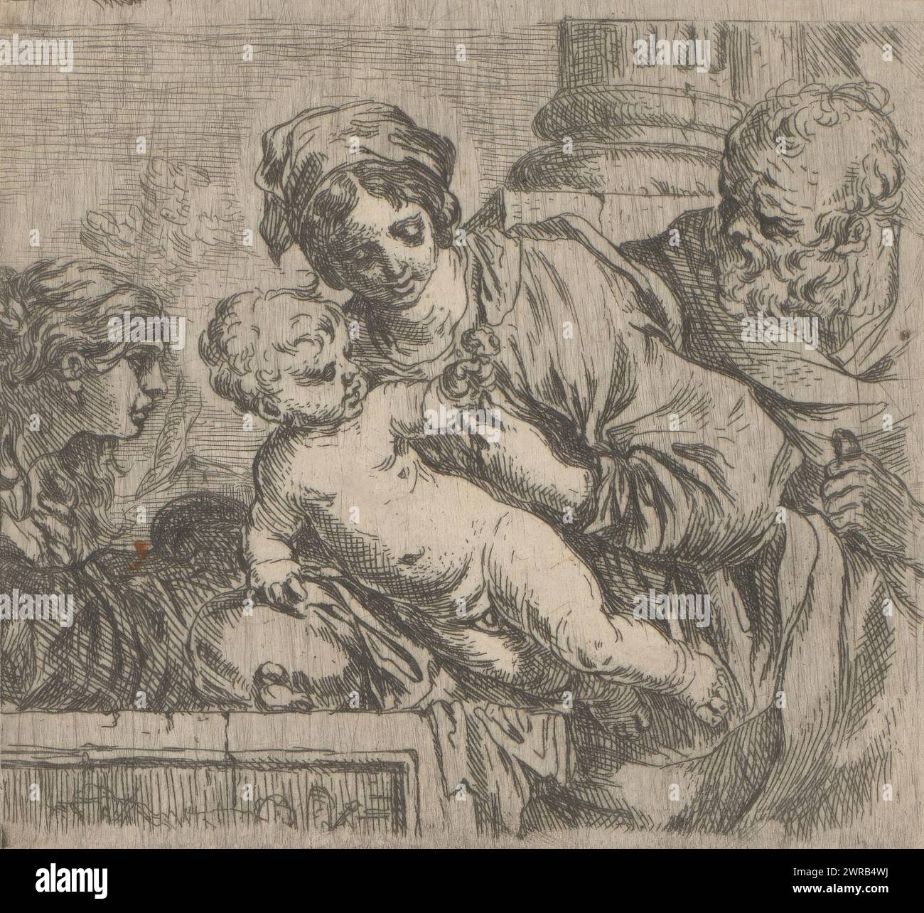 Holy Family with Saint Catherine, print maker: Sébastien Bourdon, 1626 ...