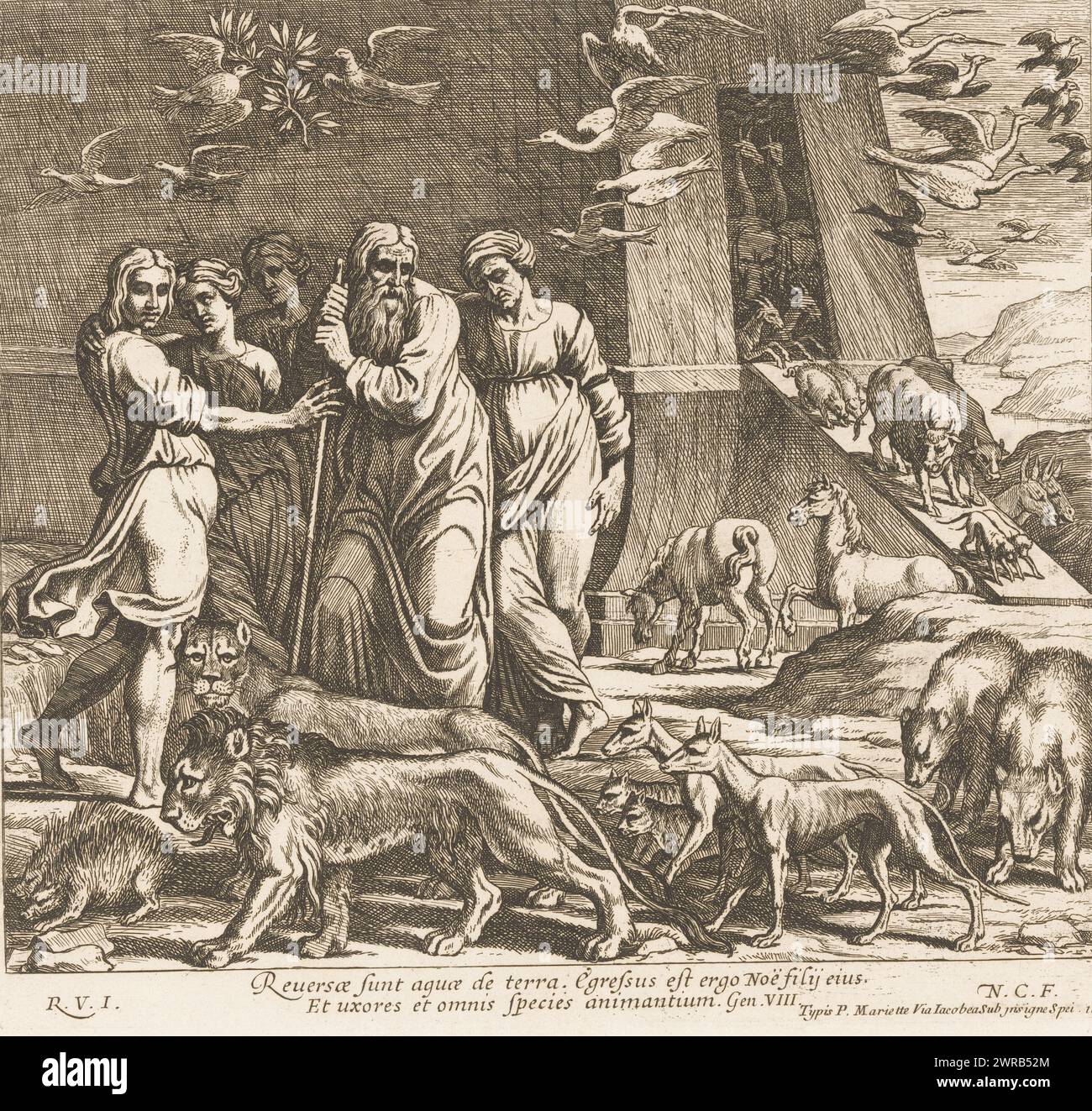 Noah leaves the ark after the Flood, Raphael Bible (series title ...