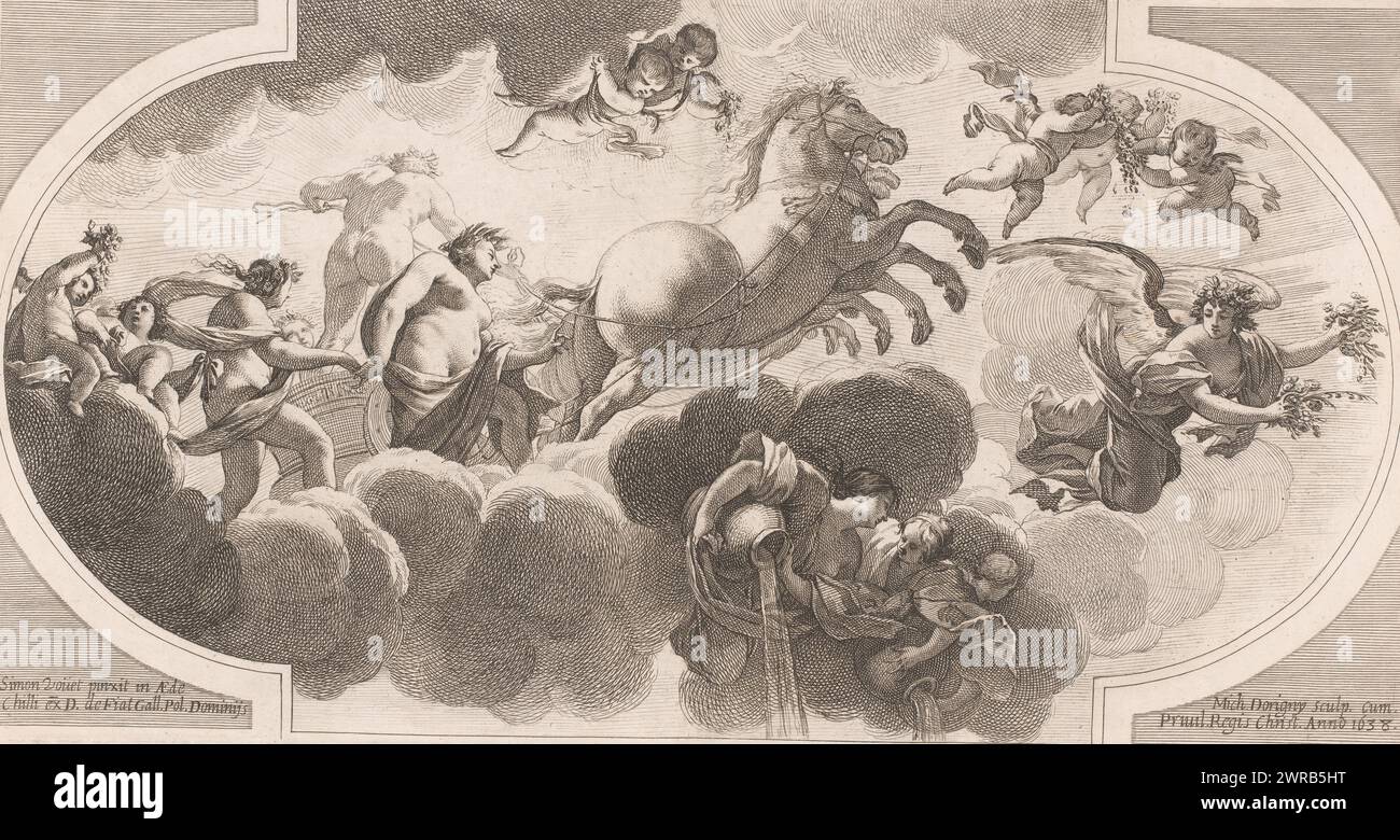 Chariot of Apollo, print maker: Michel Dorigny, after painting by ...