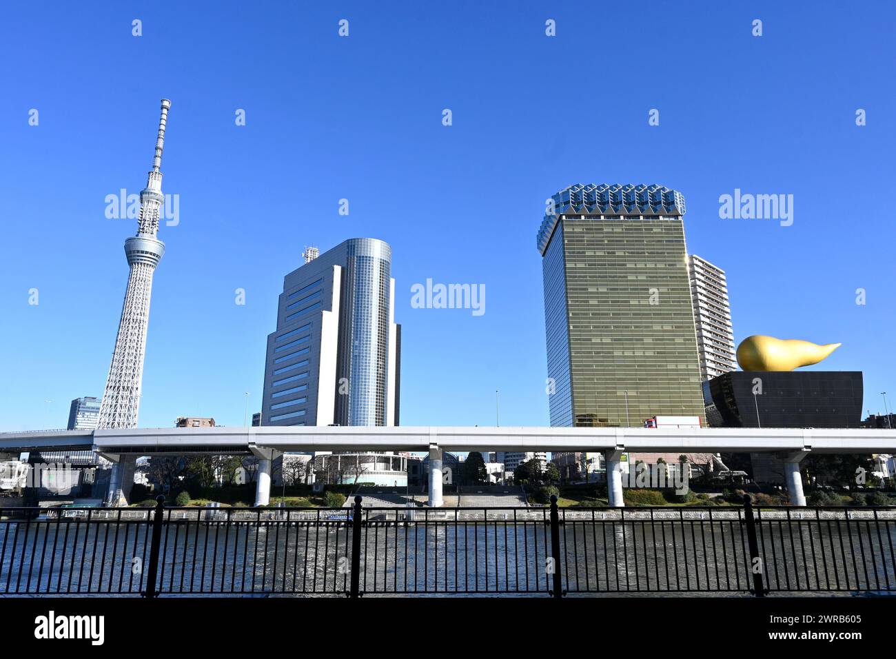 Sumida City skyline (Tokyo Skytree, Asahi Breweries headquarters) seen ...