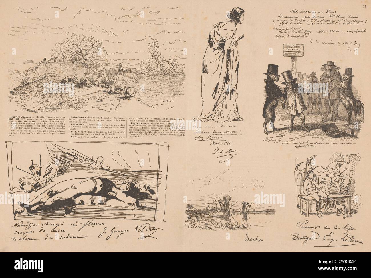 Swineherd, standing woman, animals dressed as people, Narcissus, a ...