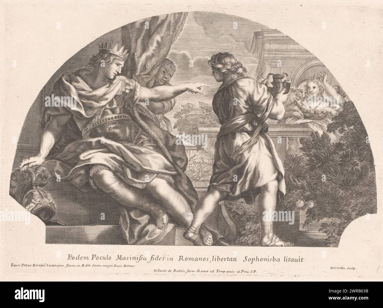 King Massinissa has the poison cup brought to Sophonisba, print maker ...