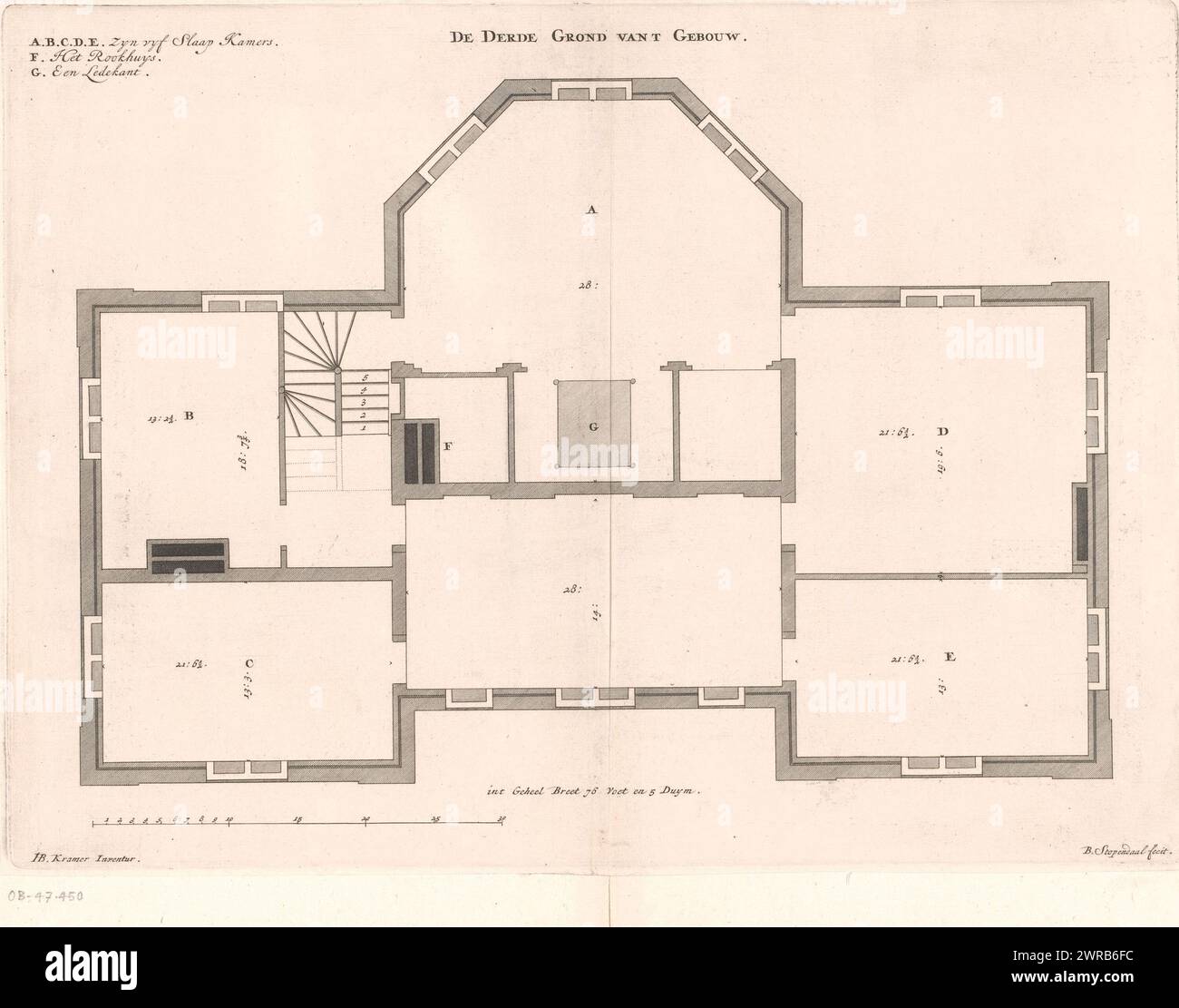 Floor plan of the third floor of the De Nes house in Vreeland, The ...