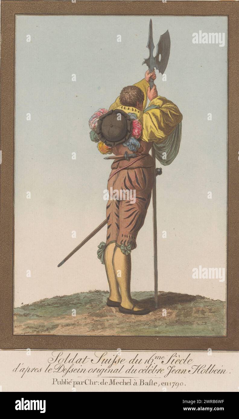 Soldier seen from the back with halberd, Soldat Suisse du 16me siècle ...