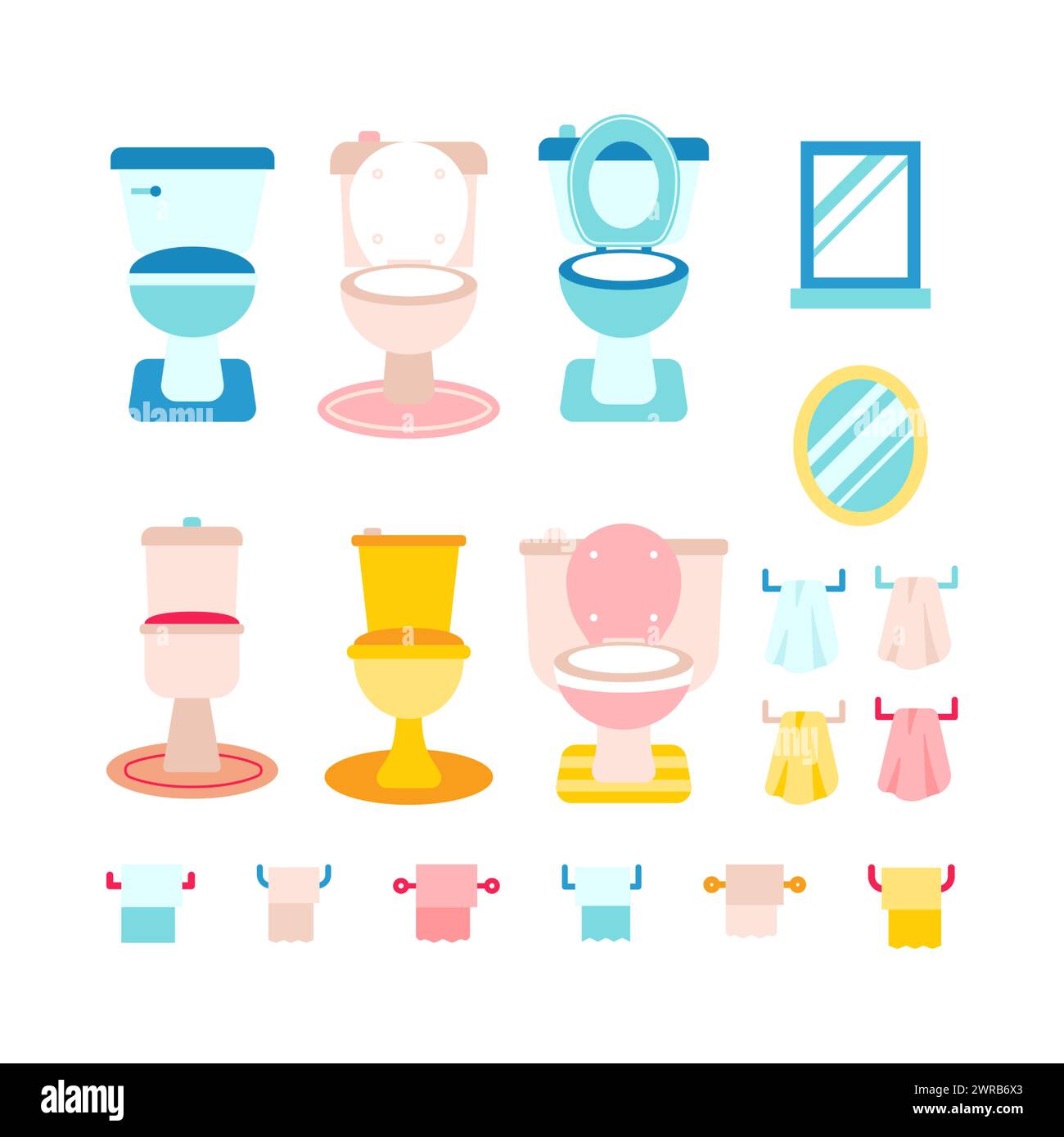 Toilet Isolated Flat Set Stock Vector Image & Art - Alamy