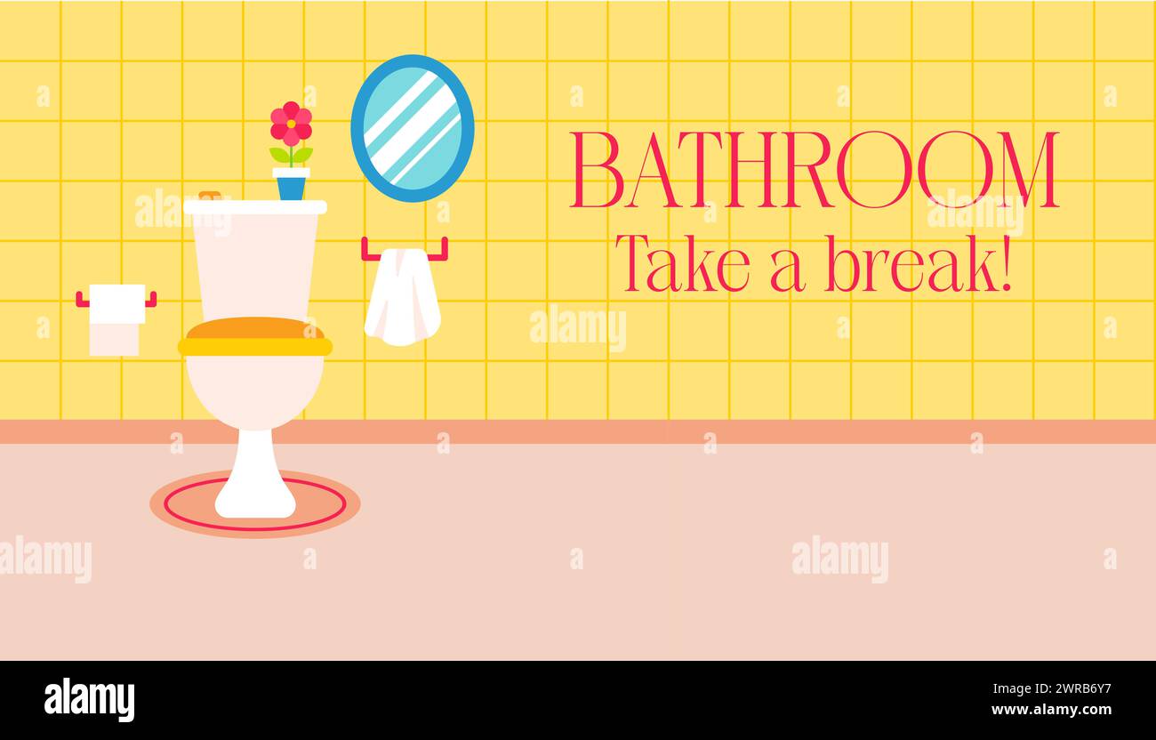 Toilet Yellow Bathroom Flat Banner Stock Vector Image & Art - Alamy
