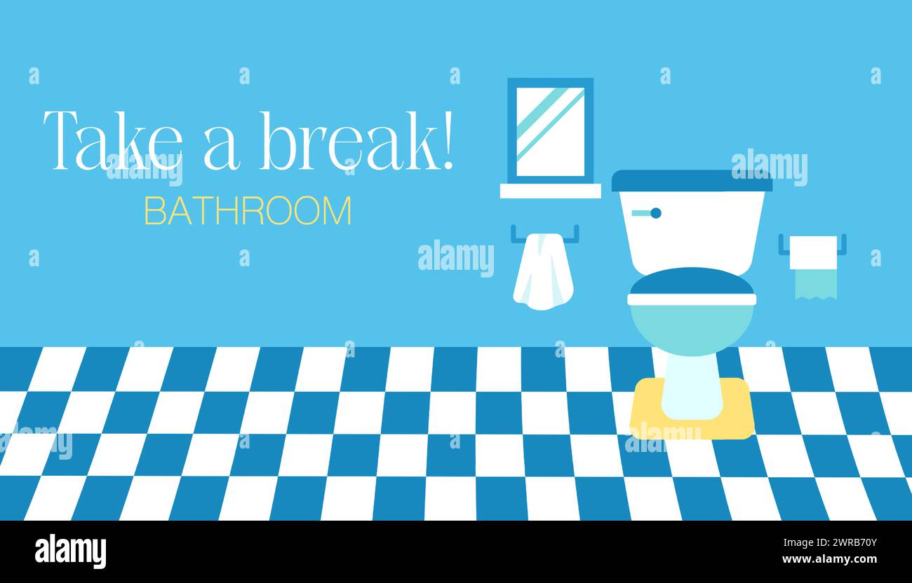 Toilet Blue Bathroom Flat Banner Stock Vector Image & Art - Alamy