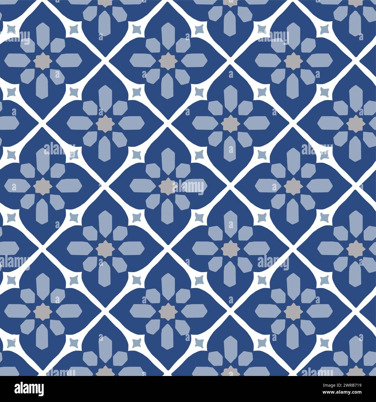 Hand drawn blue Moroccan seamless pattern for Ramadan Kareem greeting cards, islamic backgrounds ...