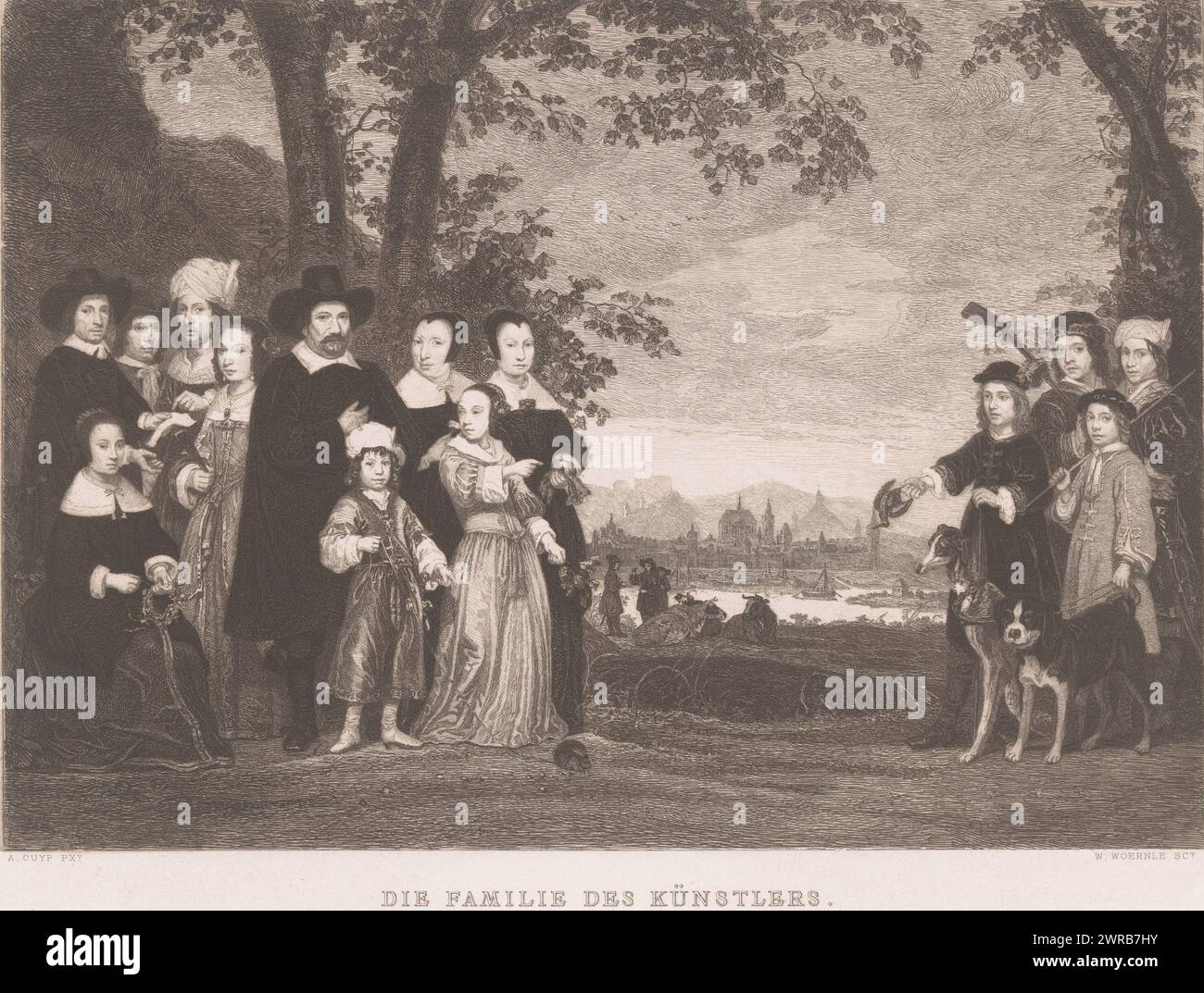 Family portrait, Die Familie des Künstlers (title on object), print maker: Wilhelm Wörnle, after ...