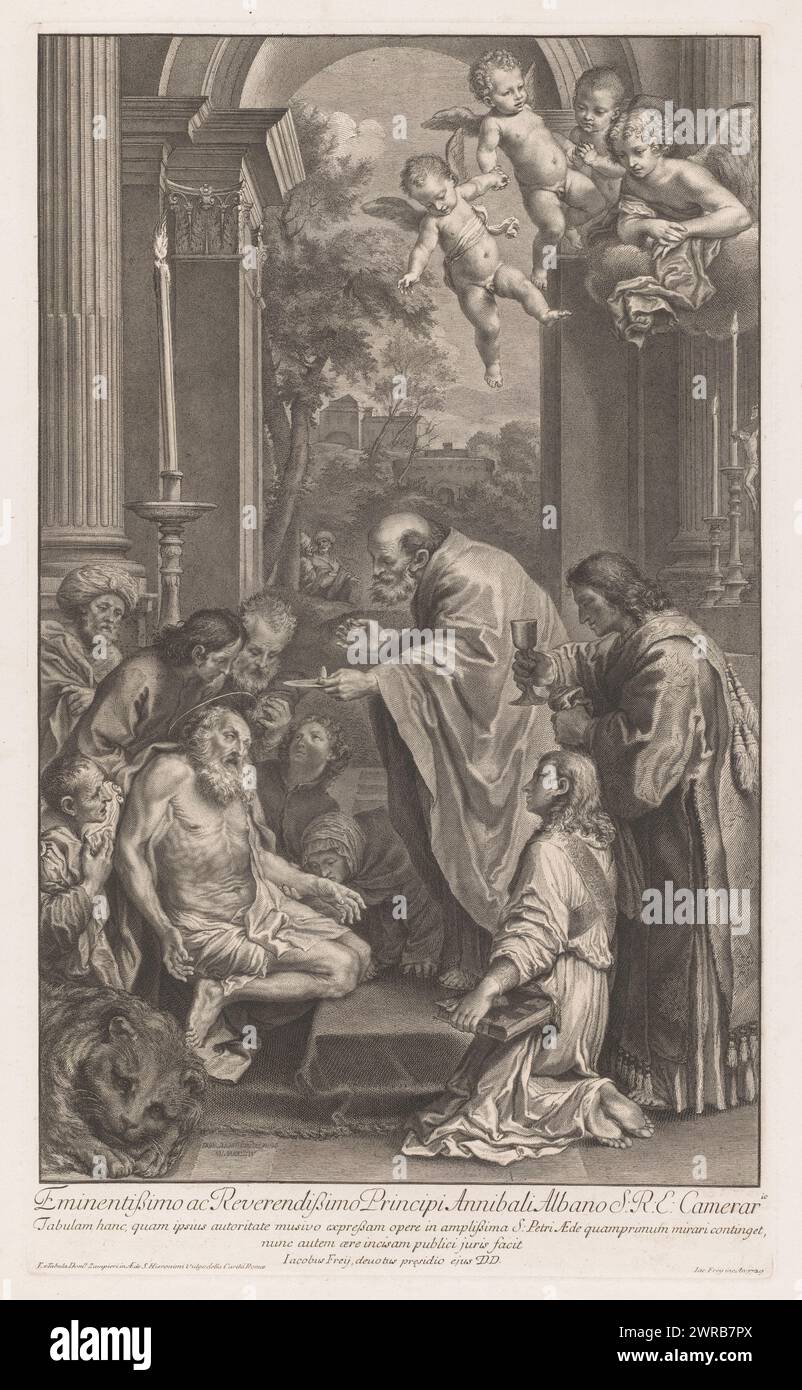 Last Communion of St. Hieronymus, with caption in Latin., print maker ...