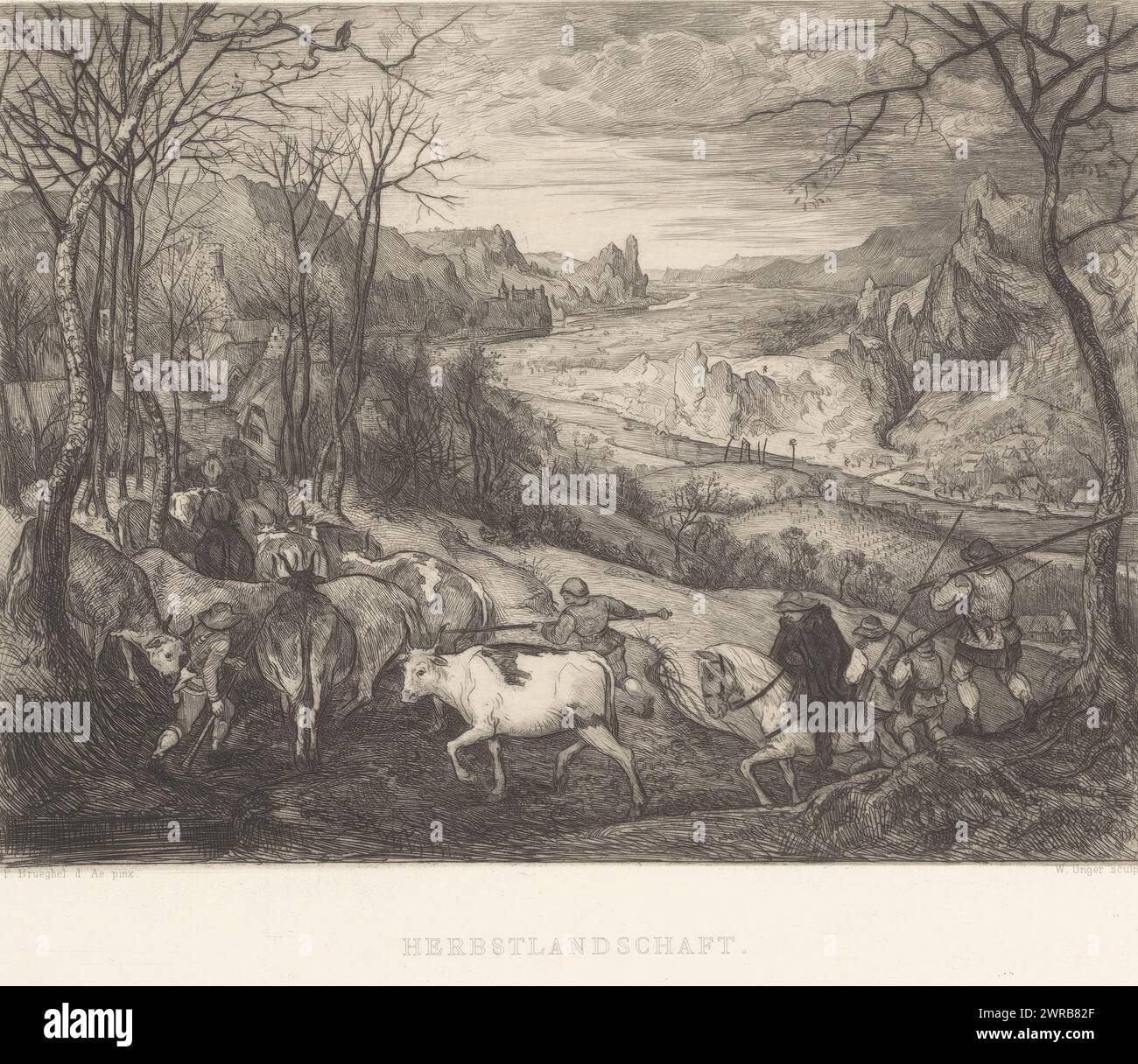 Autumn landscape, Herbstlandschaft (title on object), print maker ...