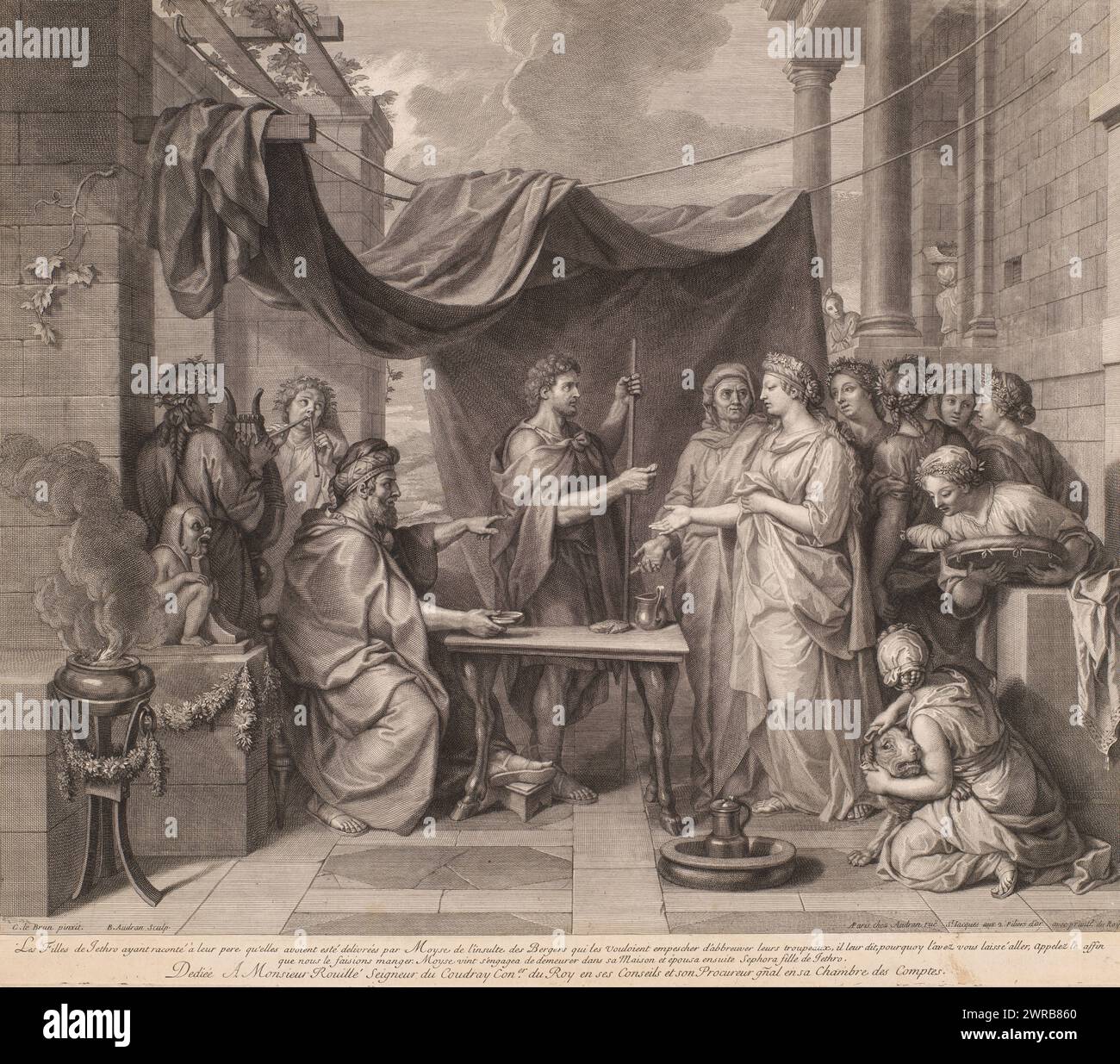 Marriage of Moses and Zipporah, print maker: Benoît Audran (I), after ...