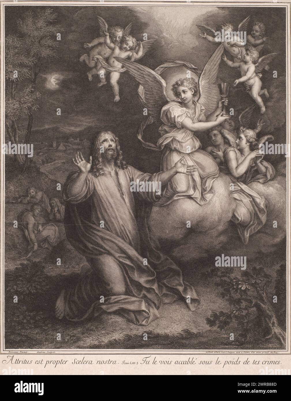 Christ in the Garden of Gethsemane, print maker: Jean Audran, after ...