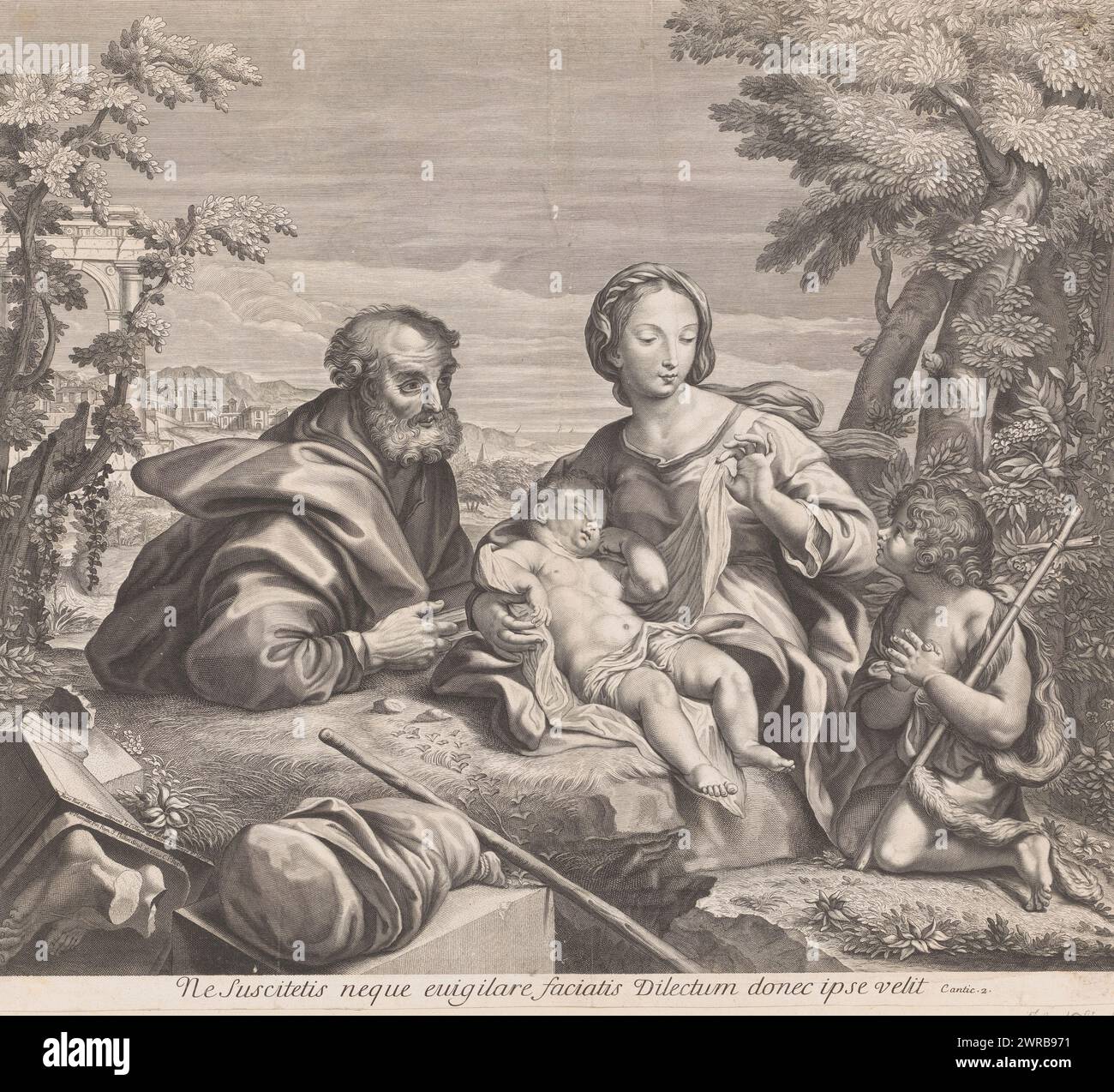 Holy Family with John the Baptist, Ne suscitetis neque euigilare ...