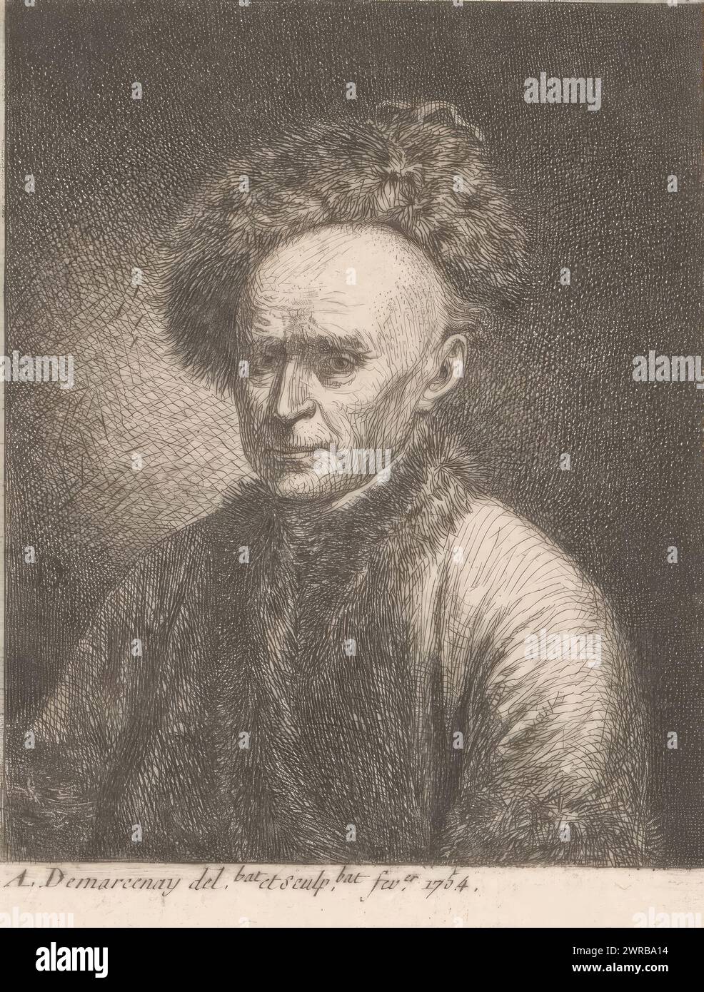 Man with fur hat and fur collar, print maker: Antoine de Marcenay de ...